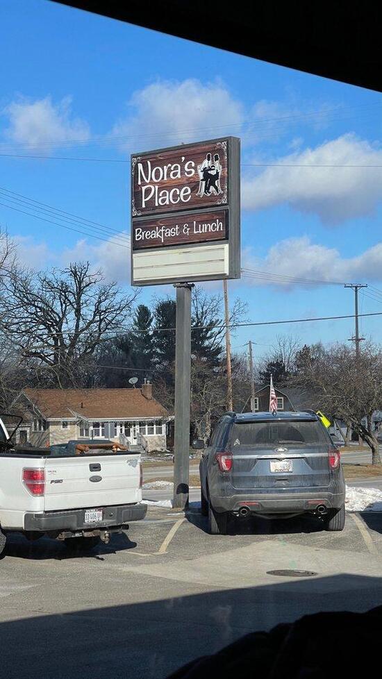 Menu at Nora's Place cafe, South Beloit