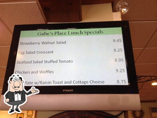 Menu at Gabe's Place restaurant, Glenwood