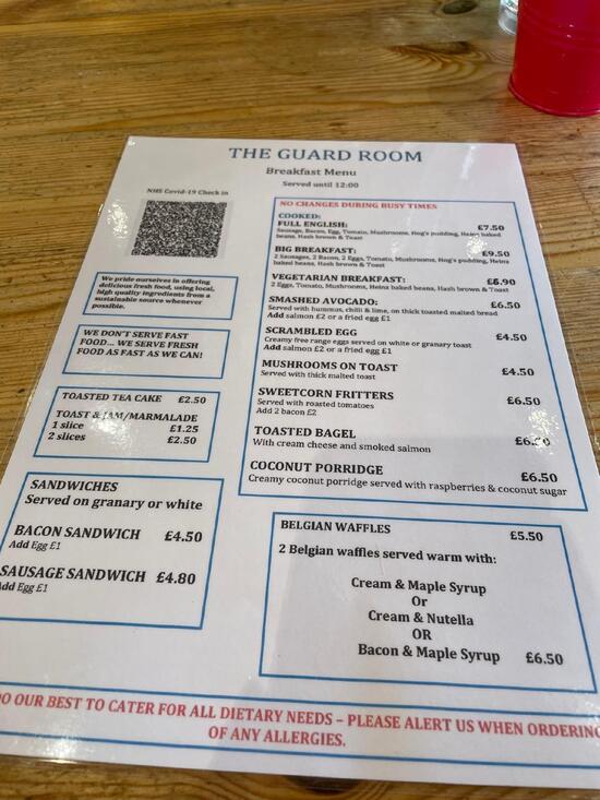 Menu at The Guard Room @Turnchapel Wharf cafe, Plymouth