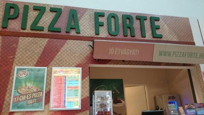 Menu at Pizza Forte pizzeria, Budapest, Tesco Megapark