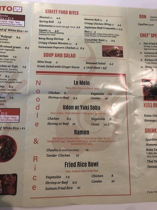 Carta del restaurante EkiBen House (Bento House), Port Charlotte ...
