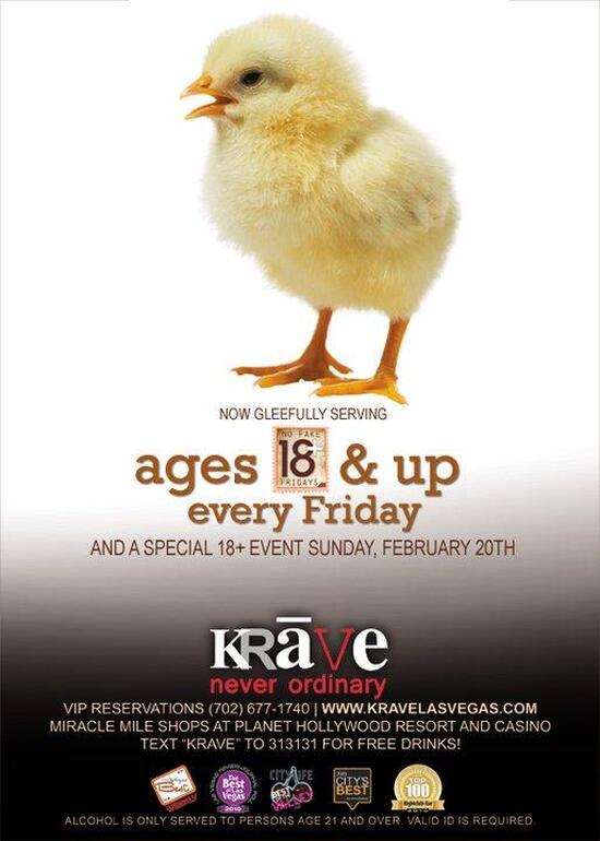 Menu at Krave Nightclub, Las Vegas, S Las Vegas Blvd