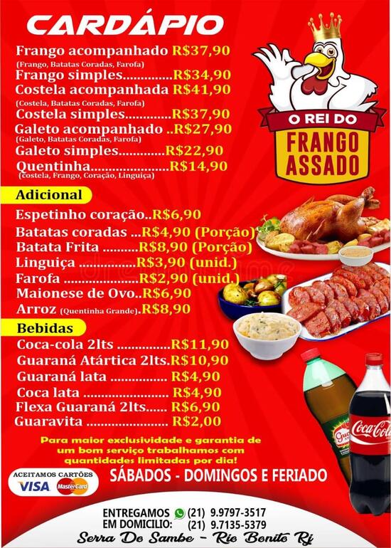Menu at o rei do frango assado restaurant, Rio Bonito