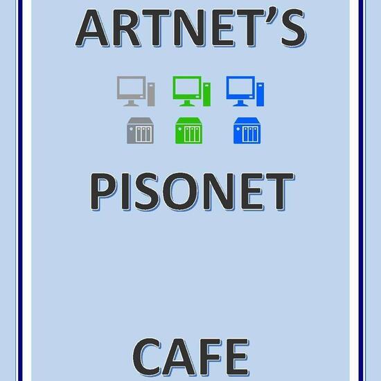 Menu at Artnet's pisonet cafe, Lucena