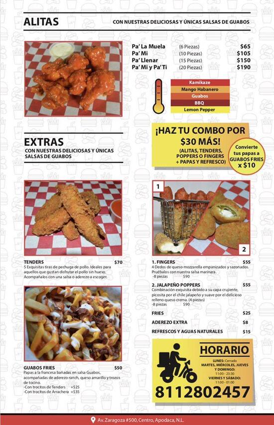 Menu at Guabos Foodtruck restaurant, Ciudad Apodaca, Estardo Guajardo 408