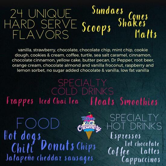 Menu at Blue Ice Creamery, East Alton