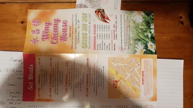 Menu at Wing Cheung House fast food, Falmouth