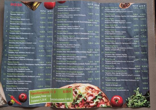 Speisekarte von Fadi's Pizza, Rheine