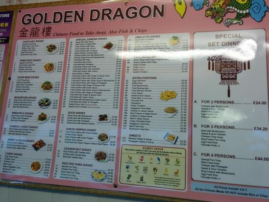 Menu at New Golden Dragon fast food, Aberporth