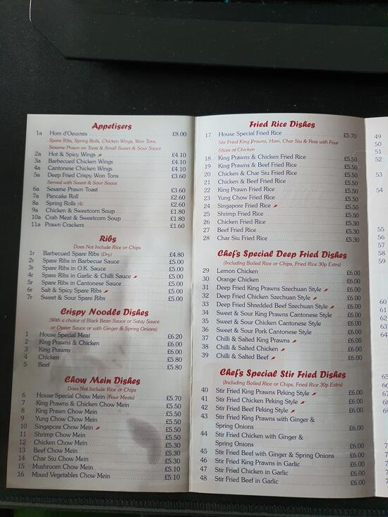 Menu at China Delight restaurant, Peterlee