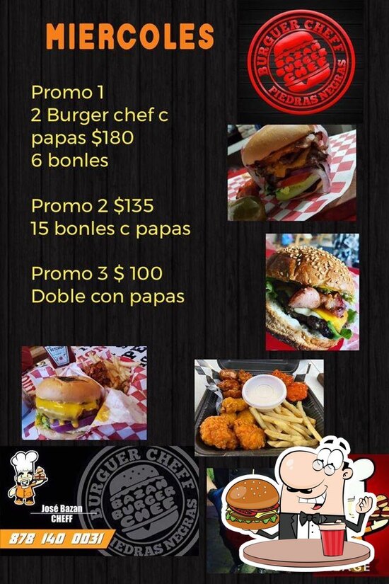 Carta del restaurante Burger Chef Bazan, Piedras Negras, Gobernación 513