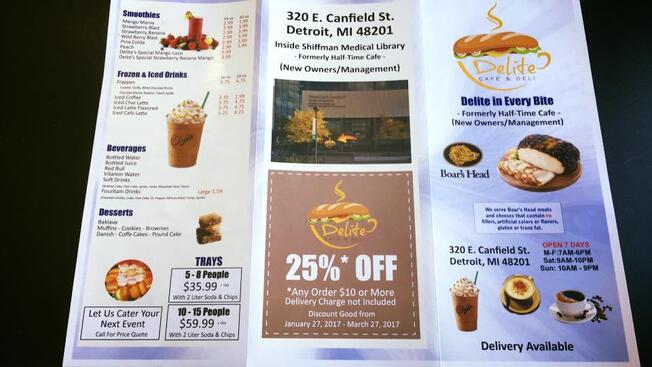 Menu at Delite Café & Deli cafe, Detroit, 320 E Canfield St