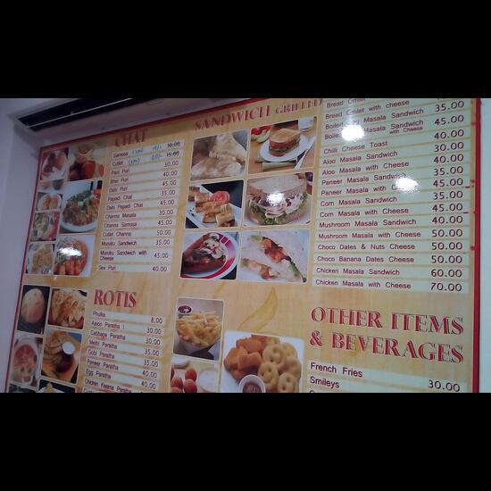 Menu at CSR point, Chennai