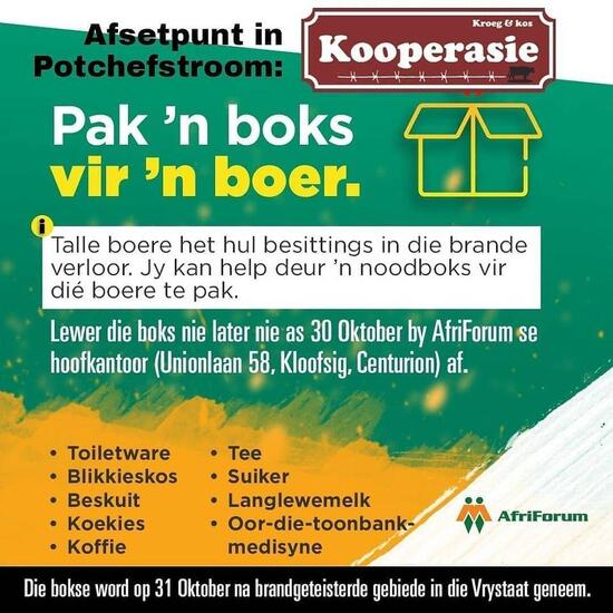Menu at Kooperasie Kroeg & Kos restaurant, Potchefstroom