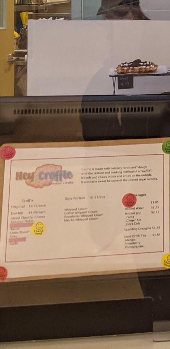 Menu at Hey, Croffle, Edmonton