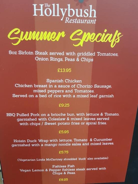 Menu at Hollybush Coffee Shop cafe, Wolverhampton