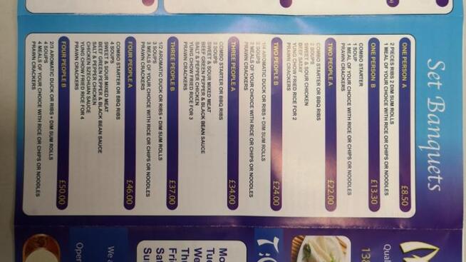 Menu at Mandarin Chinese fast food, Leigh