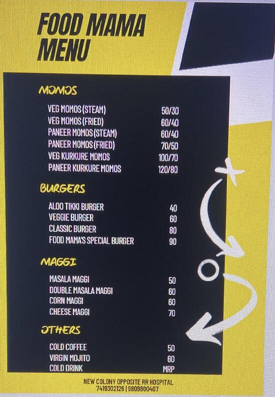 Menu at FOOD MAMA, Gurugram, opposite RR hospital