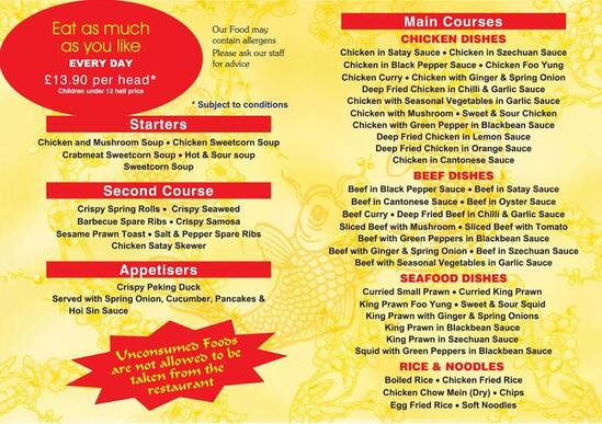 Eastern Red Chinese Restaurant in Mold - Restaurant menu and reviews