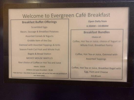Menu at EverGreen Café restaurant, Orlando