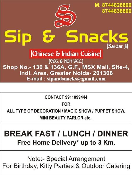 Menu at SIP & Snacks, Greater Noida, SHOP NO-130