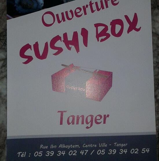 Menu at Sushi Box Tanger restaurant, Tangier, rue ibn alhaytem