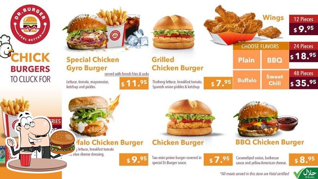 Menu at DR.BURGER fast food, New York City