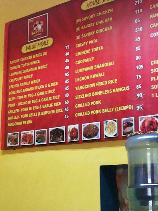 Menu at Brad's Savory Chicken restaurant, Pasig