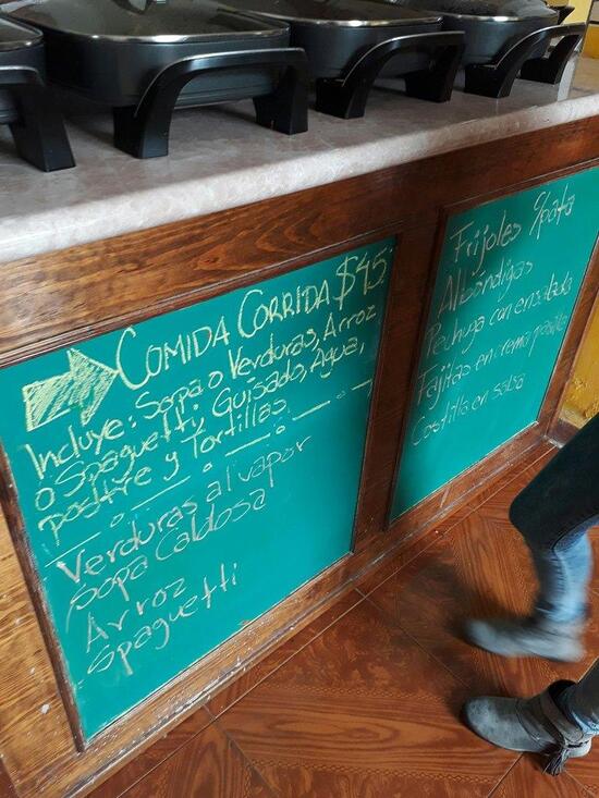 Menu at Comedor La Posta, Oaxaca