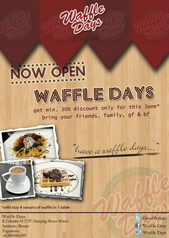 Menu at Waffle Days restaurant, Yogyakarta
