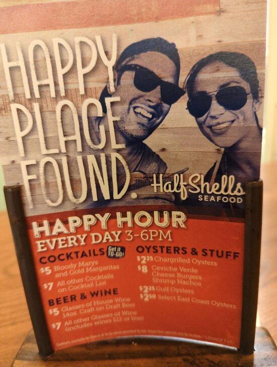 Carta del pub y bar Half Shells, Plano