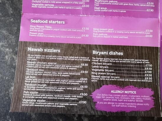 Menu at Alnawab Restaurant, Mirfield