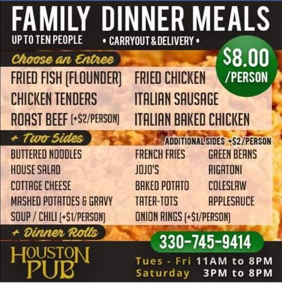 Menu at Houston Pub, Norton, Houston Rd