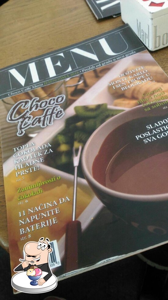 Menu at Choco Caffe cafe, Belgrade, Obilićev venac 30