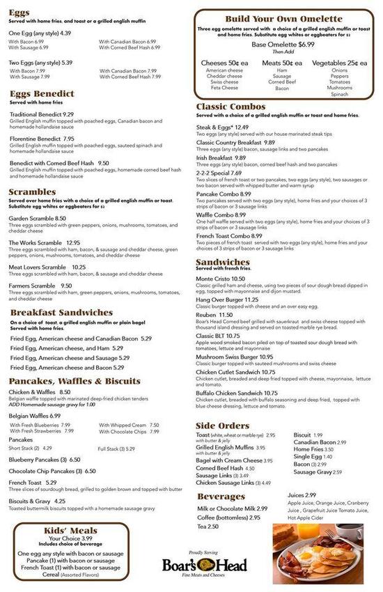 Menu at Joseph's at Cold Spring restaurant, Belchertown