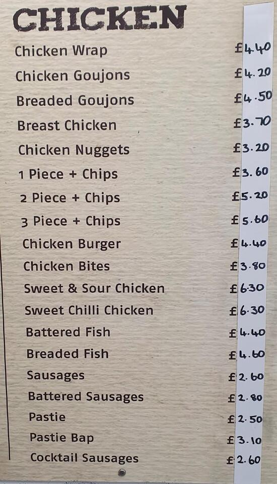 Menu at Smugglers restaurant, Lurgan