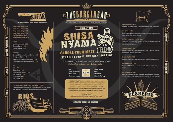 Menu at THE BOER AND BUTCHER DURBANVILLE restaurant, Cape Town