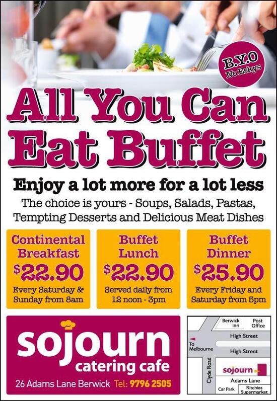 Menu at Sojourn Catering Cafe, Berwick, VIC