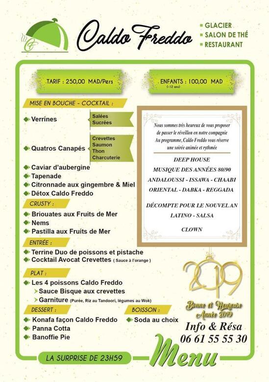 Menu at CALDO FREDDO restaurant, Casablanca, 144 Bd Anoual