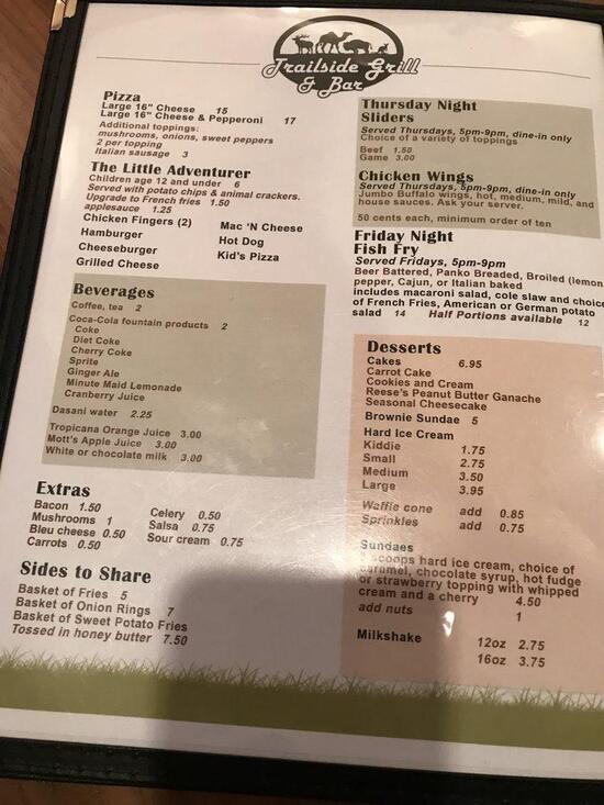 Menu at The Trailside Grill pub & bar, Varysburg