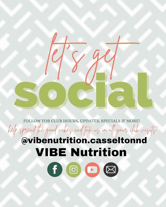 Menu at VIBE Nutrition restaurant, Casselton