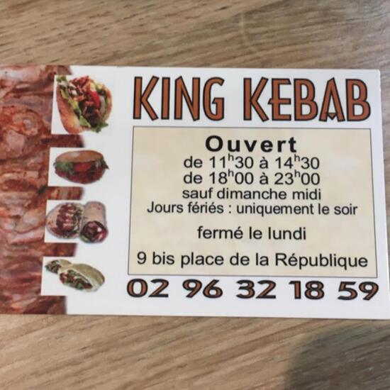 Menu at King Kebab restaurant, Plaintel
