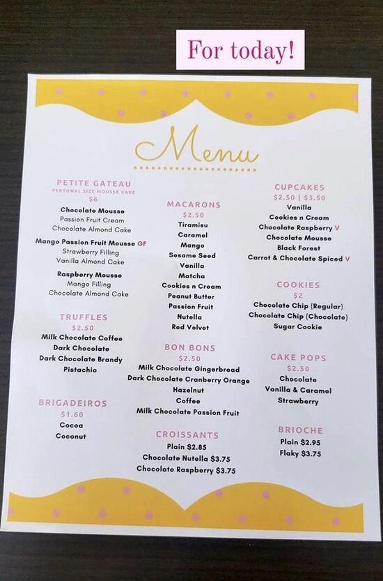Menu at Lilla Vanilla desserts, Hamilton Township