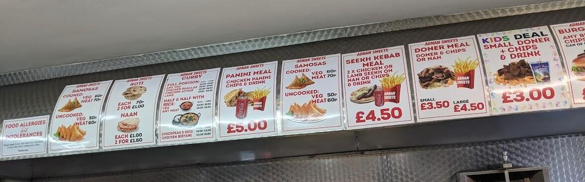 Adnan Sweet Centre, Nottingham - Restaurant menu, prices and reviews