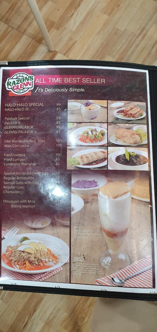 Menu at Razon's of Guagua restaurant, Puerto Princesa