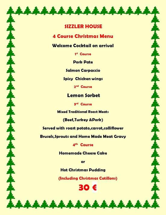Menu at Sizzler House Restaurante, Benidorm