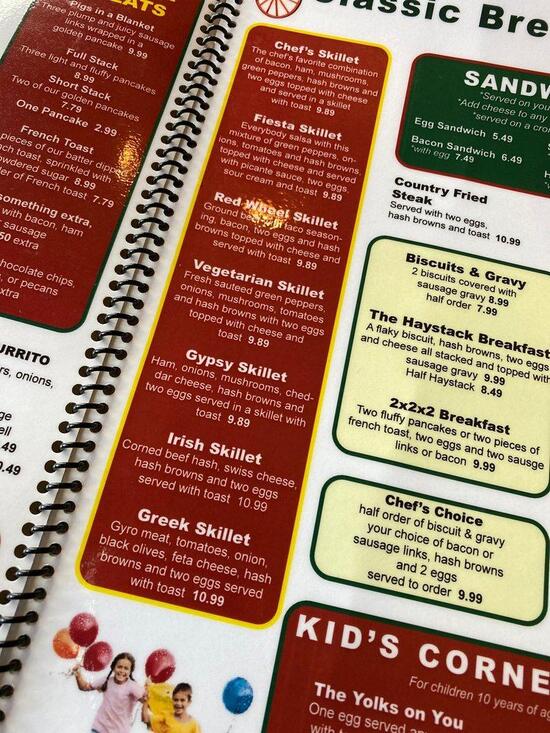 Menu at Monticello Red Wheel restaurant, Monticello
