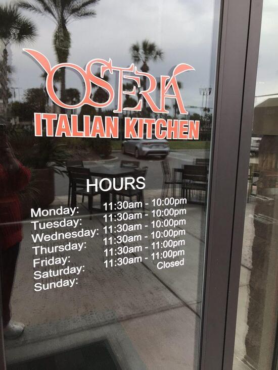 Menu at Osteria Italian Kitchen steakhouse, Four Corners, Champions ...