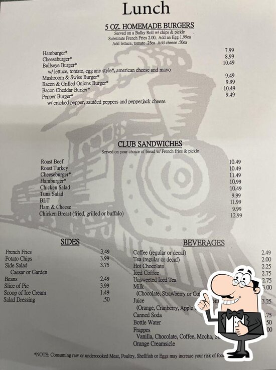 Menu at Trackside Cafe, Exeter