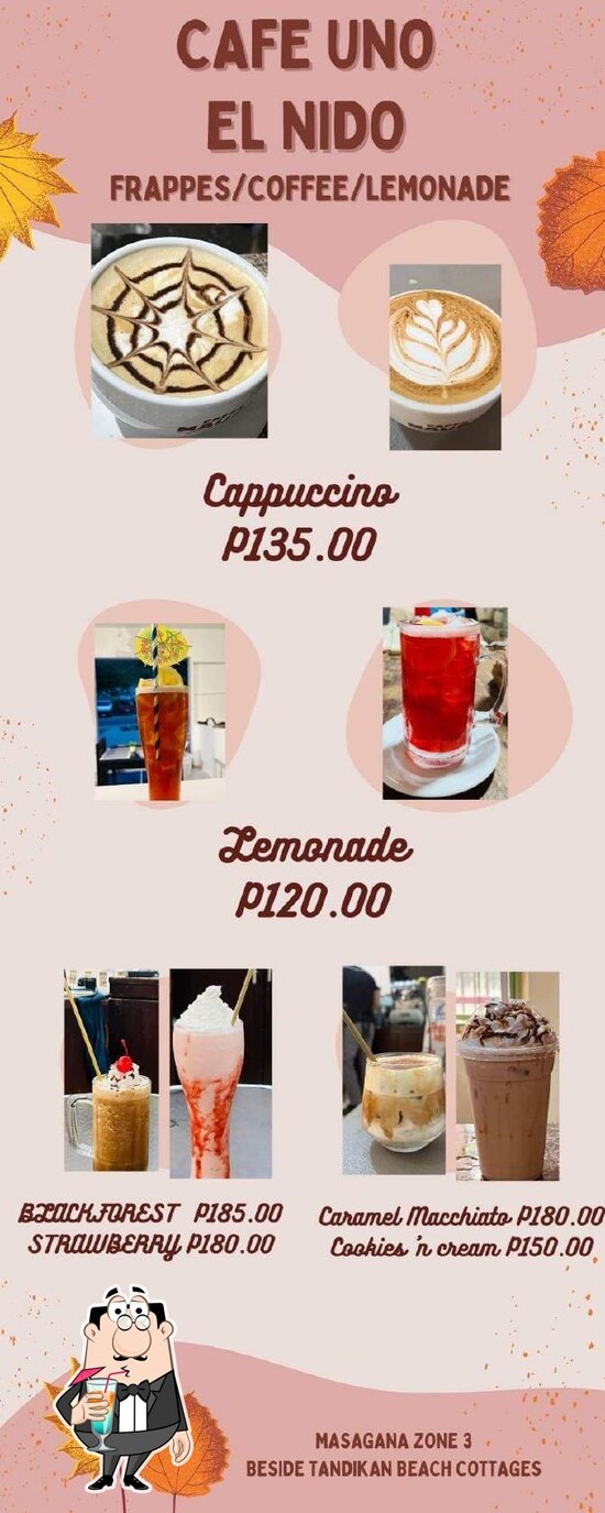 Menu at Cafe uno elnido elnido, El Nido